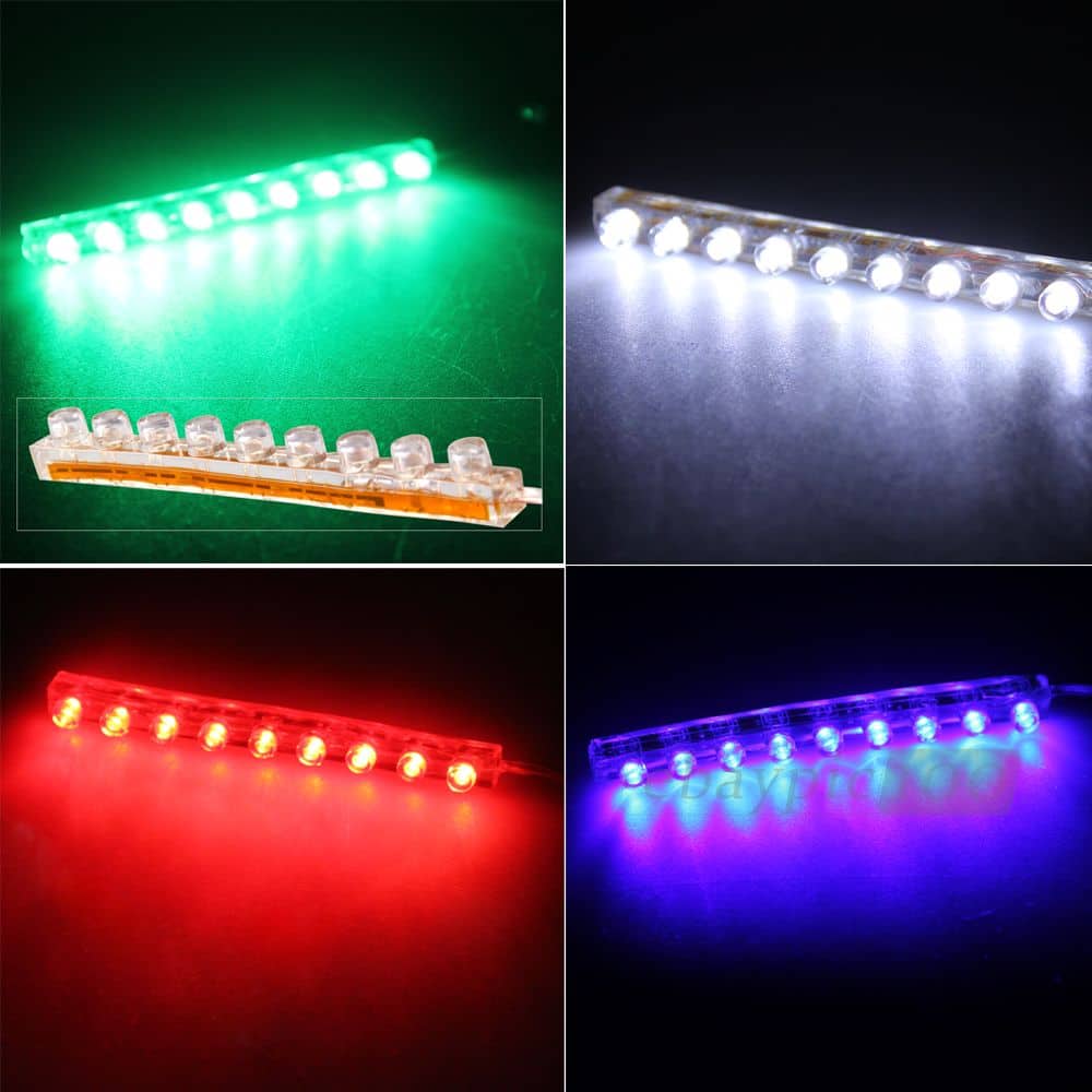 Wasserfeste Universal 12V LED Lichtleiste mit 9 LEDs + Farbwahl nur 1 ...